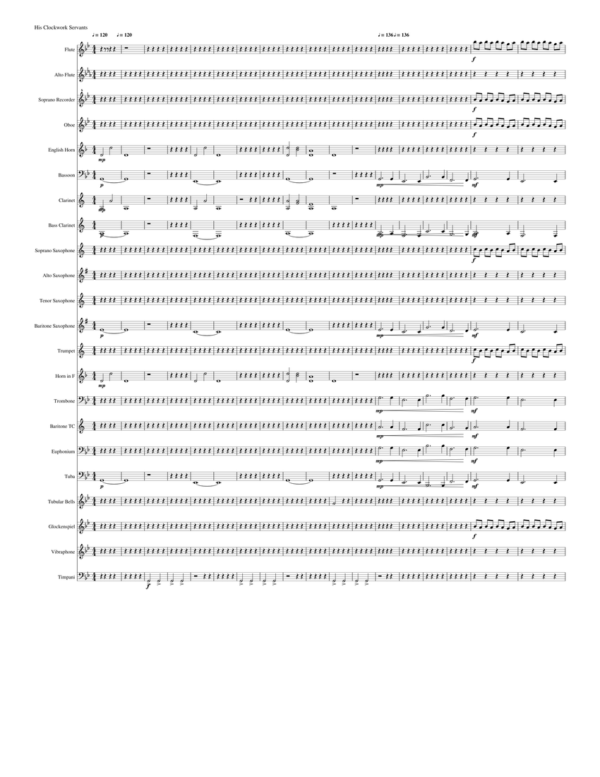 His Clockwork Servants-Concert Band - piano tutorial