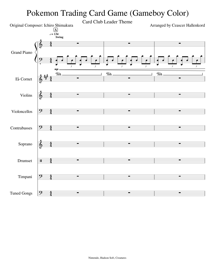 Pokemon Trading Card Game(Gameboy Color) Sheet Music for Piano, Soprano ...