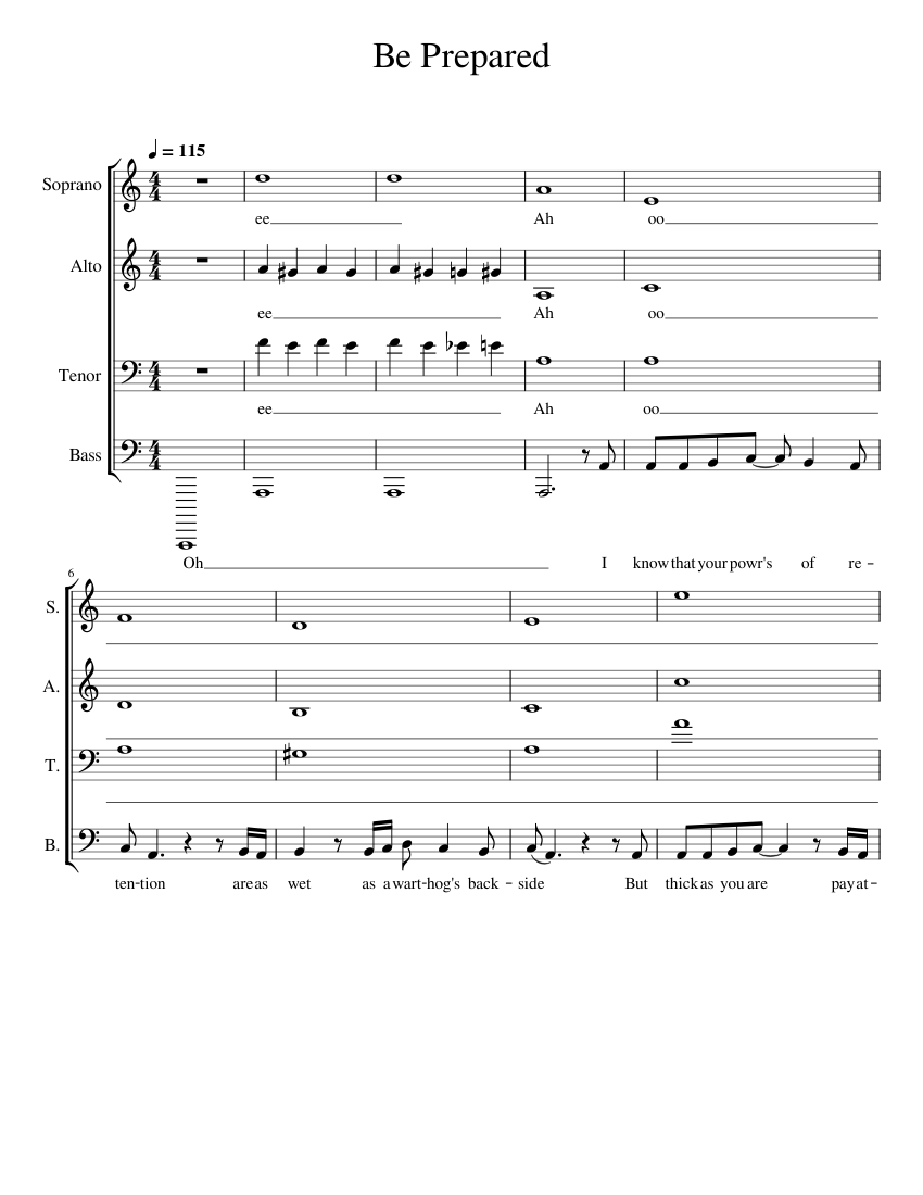 Be Prepared – John, Elton & Rice, Tim Be_Prepared(88Keys) Sheet music ...