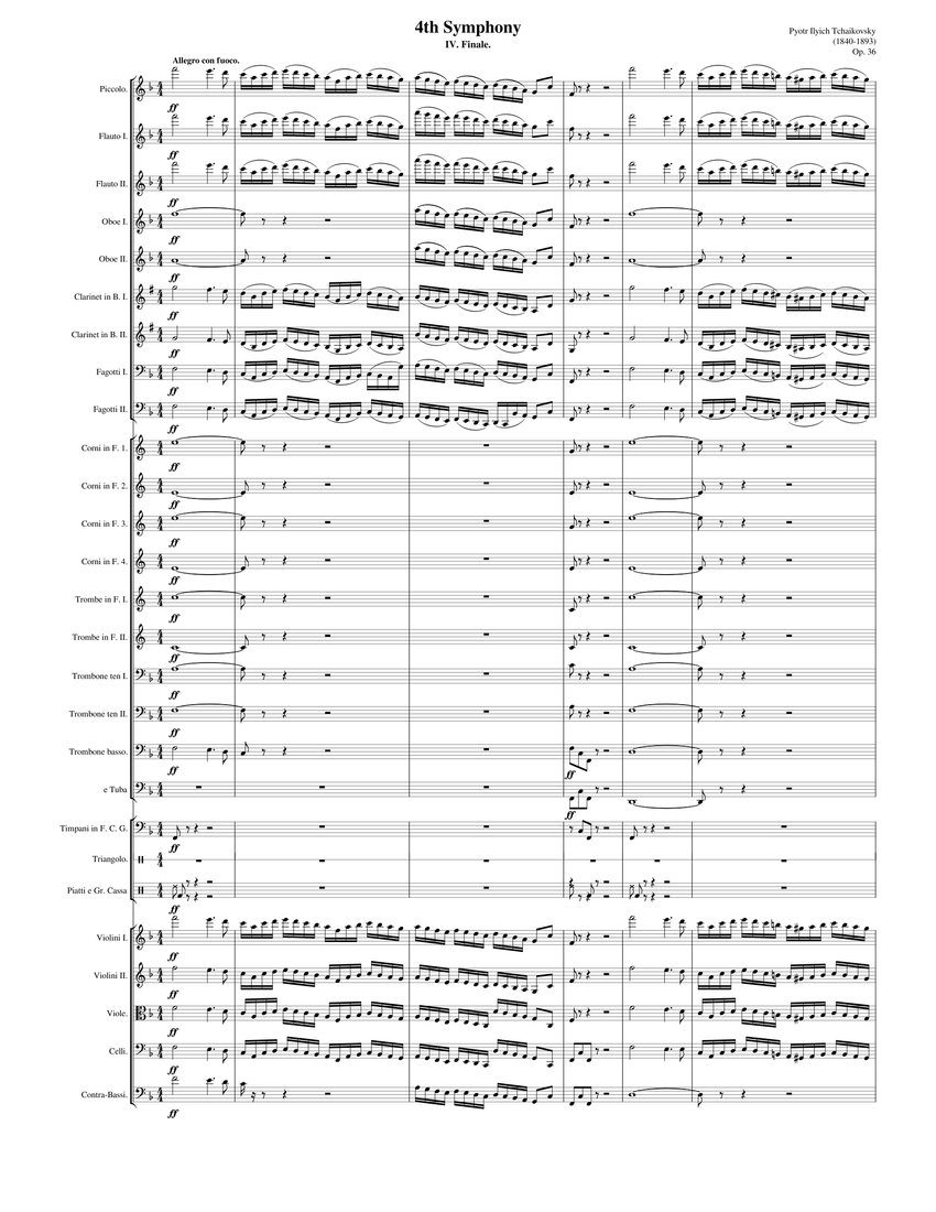 Tchaikovsky 4th Symphony - 4th Movement Sheet music for Tuba, Trombone tenor, Trombone bass ...