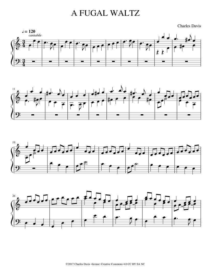 A Fugal Waltz Sheet Music for Piano (Solo) | MuseScore.com