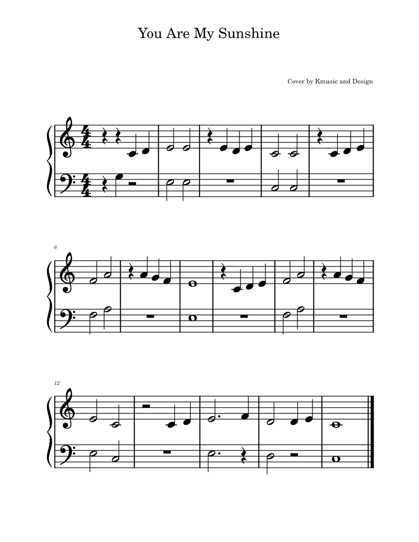 You are my sunshine – Misc Traditional Sheet music for Piano (Solo ...
