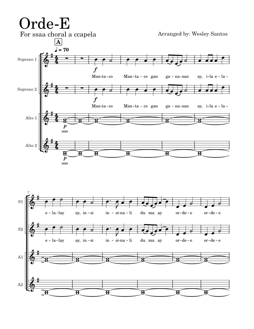 Orde-e ssaa Sheet Music for Soprano, Alto, Stamp (Women’s Choir) | MuseScore.com