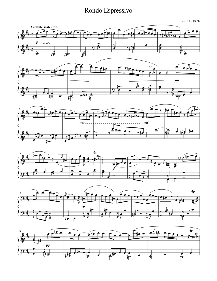 Rondo Espressivo by C. P. E. Bach Sheet Music for Piano (Solo) | MuseScore.com
