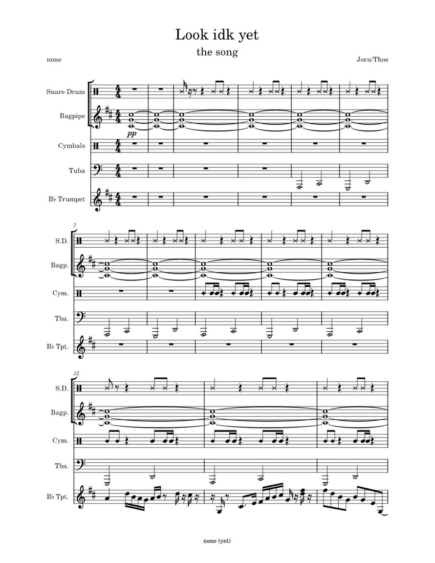 fwomp Sheet music for Tuba, Trumpet in b-flat, Snare drum, Crash & more ...