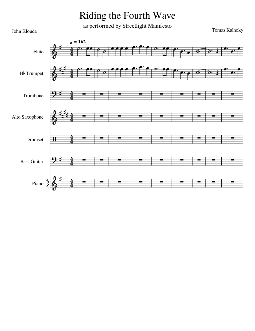 Riding The Fourth Wave Sheet Music with Chords for Piano, Trombone ...