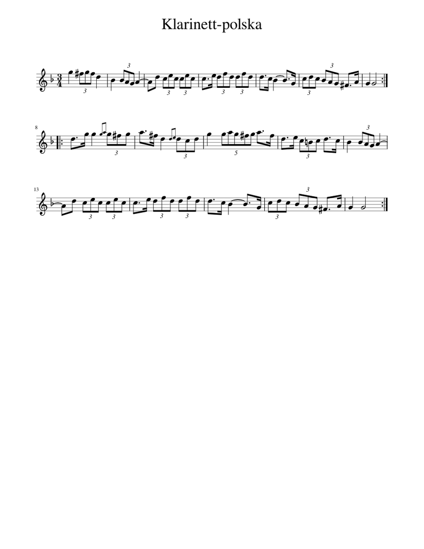 Klarinett-polska Sheet music for Piano (Solo) Easy | Musescore.com
