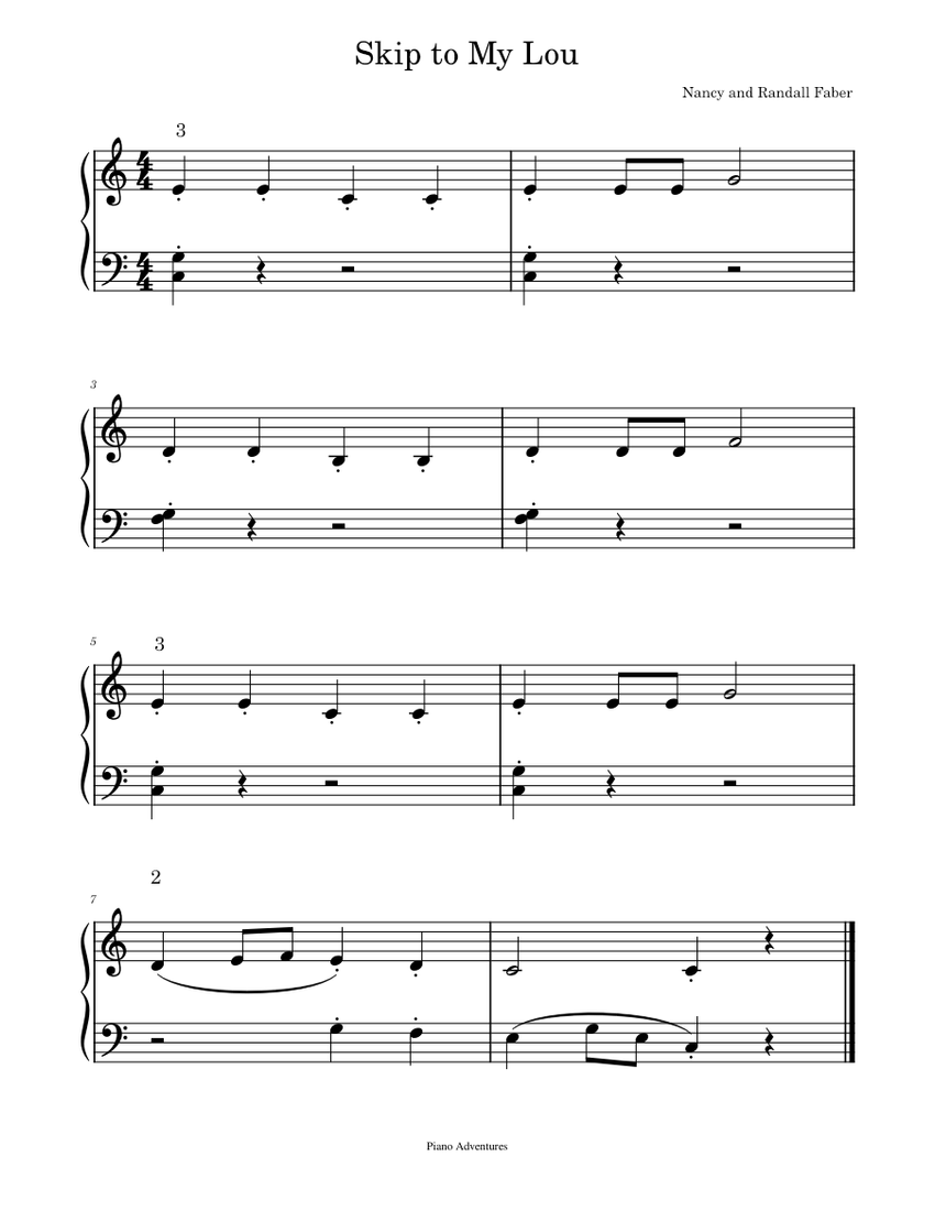 Skip to my lou – Randall Faber Sheet Music for Piano (Solo) Easy ...