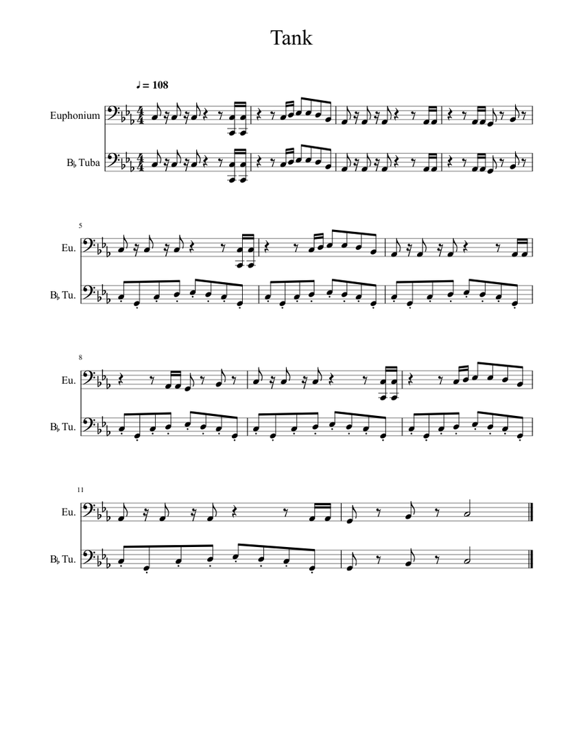 Tank Sheet music for Euphonium, Brass (other) (Brass Duet) | Musescore.com