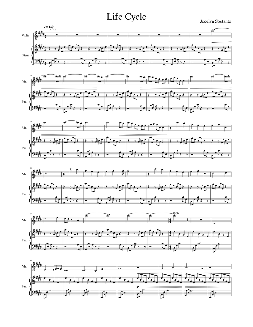Life Cycle Sheet music for Piano, Violin (Solo) | Musescore.com