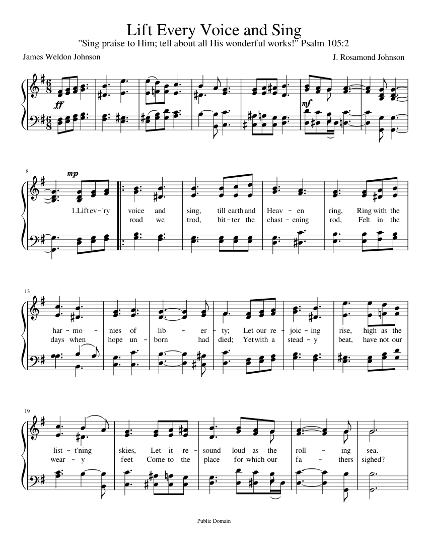 Lift Every Voice and Sing Sheet Music for Piano (SATB) | MuseScore.com