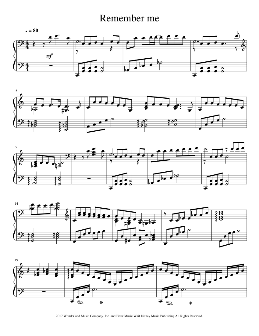 Remember me (from coco) Sheet Music for Piano (Solo) | MuseScore.com