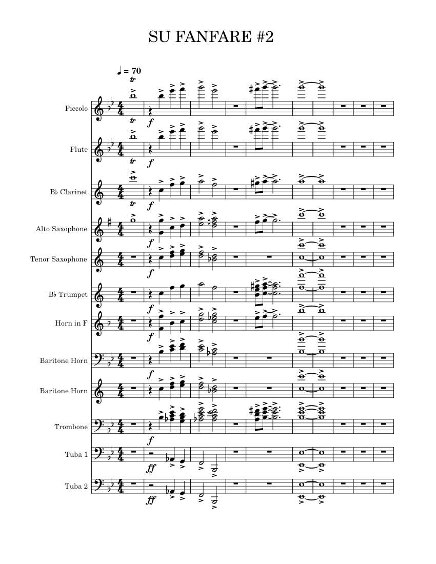 SU FANFARE #2 Sheet music for Trombone, Tuba, Flute piccolo, Flute & more instruments (Mixed ...
