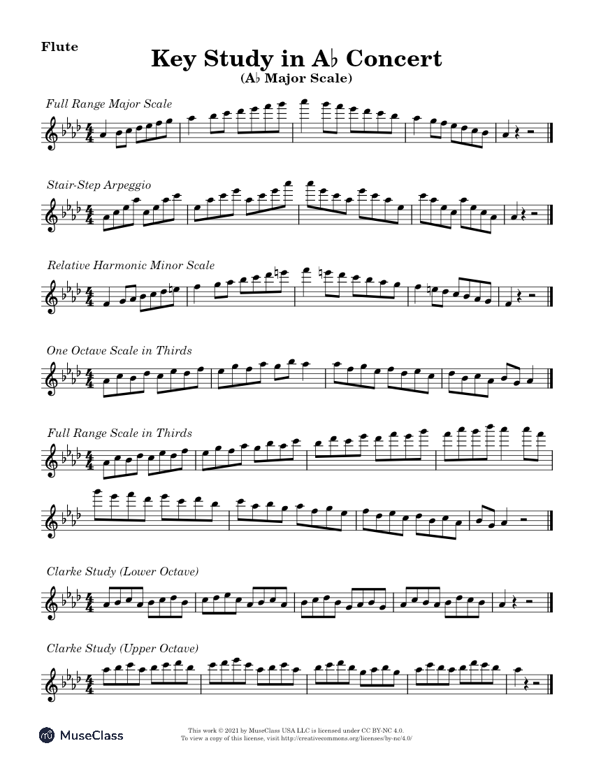 Key Study in Ab Major for Flute Sheet Music for Flute (Solo ...