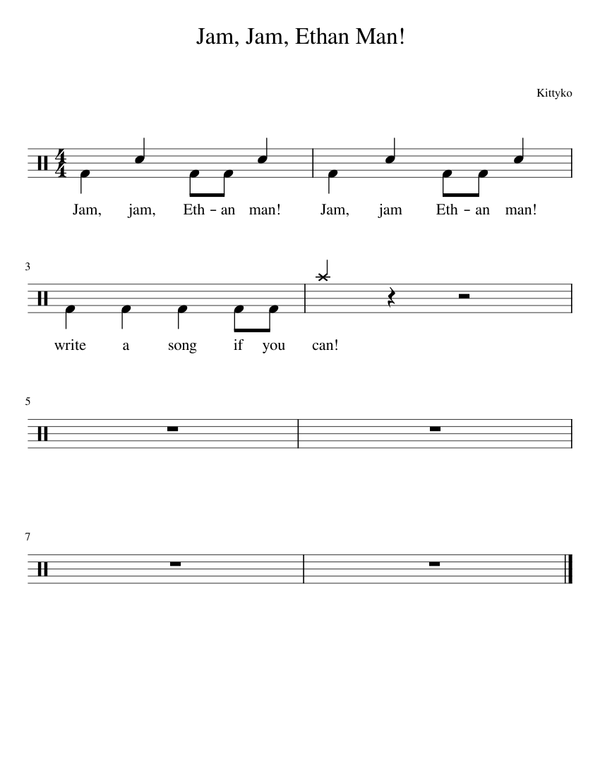 Jam, Jam, Ethan Man! Sheet music for Drum group (Solo) | Musescore.com