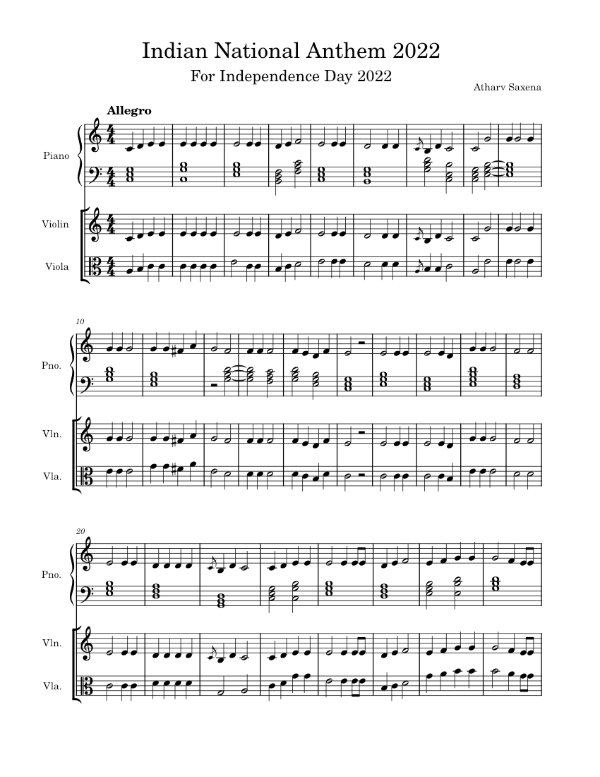 The Indian National Anthem – Rabindranath Tagore Indian National Anthem ...