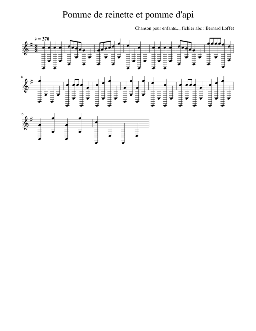 Pomme de reinette et pomme d'api Sheet Music for Piano (Solo) easy ...