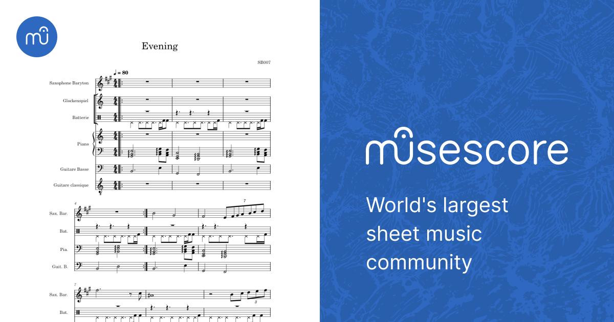 Evening - SB007 Sheet Music for Piano, Saxophone baritone, Glockenspiel ...