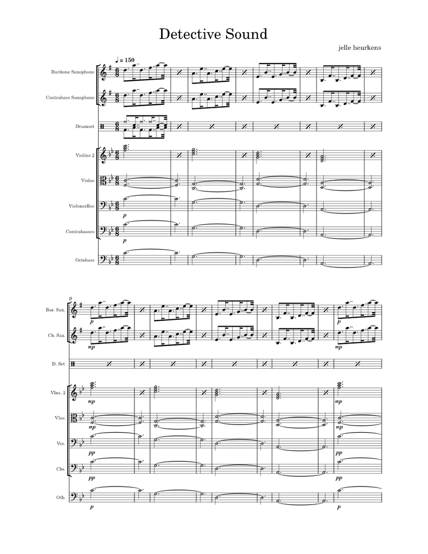 Detective Sound-Jelle Heurkens Sheet music for Saxophone baritone, Drum ...