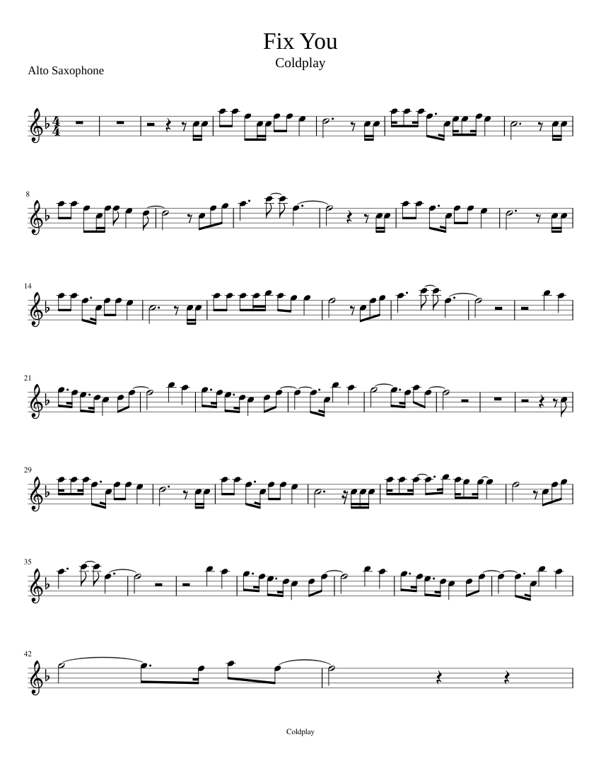 Fix You Sheet music for Piano (Solo) Easy | Musescore.com
