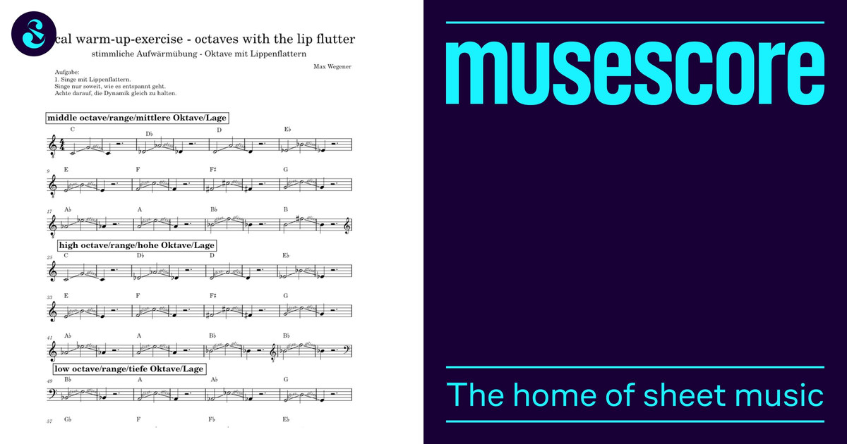 vocal warm-up-exercise - octaves with the lip flutter Sheet music for ...