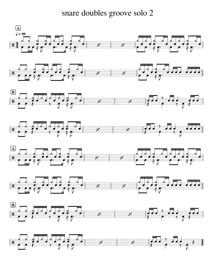 snare doubles groove solo 2 Sheet music for Drum group (Solo ...