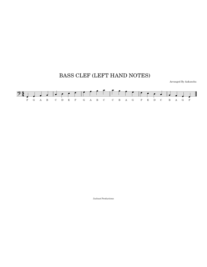 BASS CLEF LEFT HAND NOTES Sheet Music for Piano (Solo) Easy | MuseScore.com