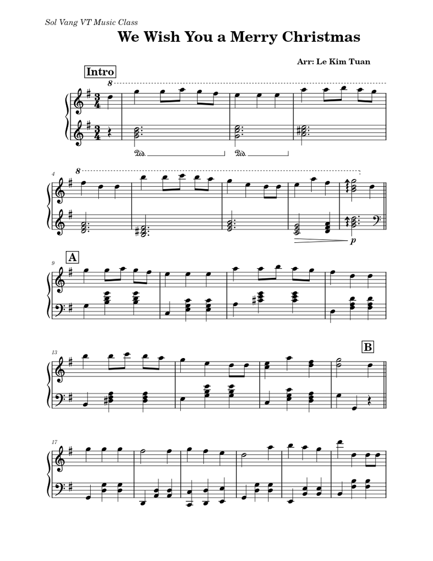 We Wish You a Merry Christmas Sheet music for Piano (Solo) Easy ...