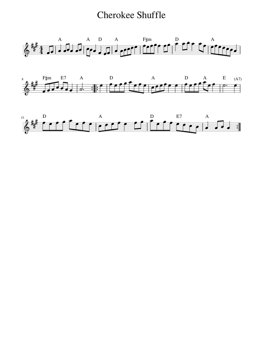 Cherokee Shuffle Sheet Music with Chords for Piano (Solo) easy ...