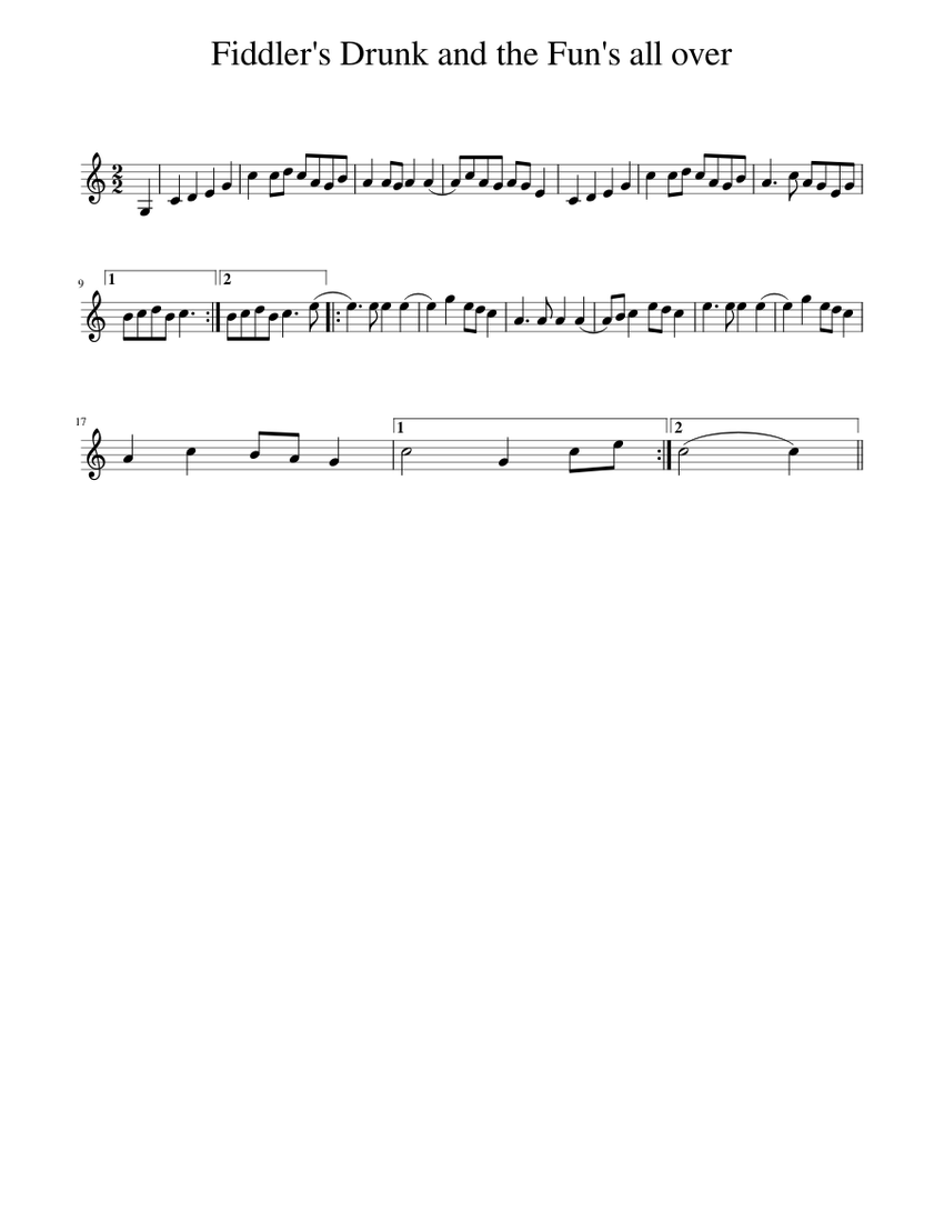 Fiddler's Drunk and the Fun's all over Sheet Music for Piano (Solo ...