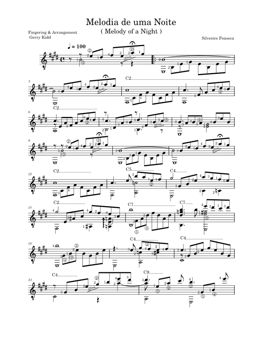 Melodia de uma noite – Silvestre Fonseca Melodia de uma Noite Sheet ...