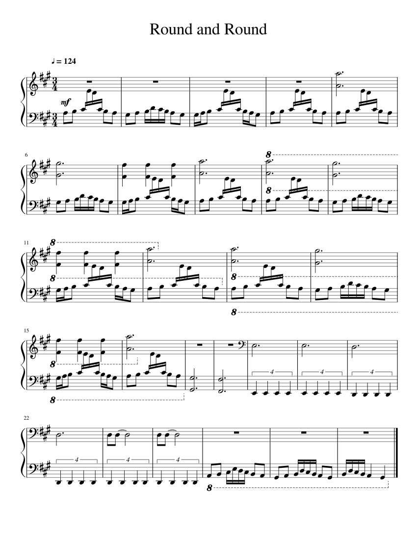 Round and Round Sheet Music for Piano (Solo) Easy | MuseScore.com