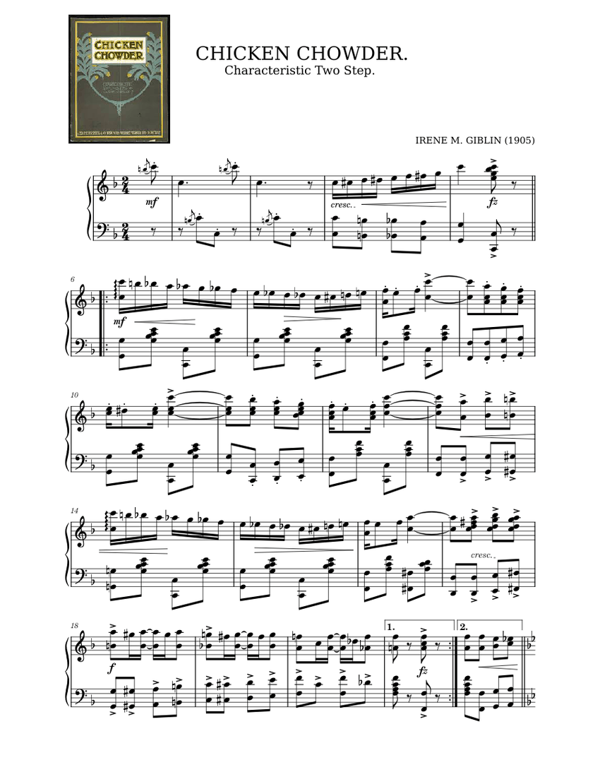 Chicken Chowder by Irene M. Giblin (1905) Sheet Music for Piano (Solo ...