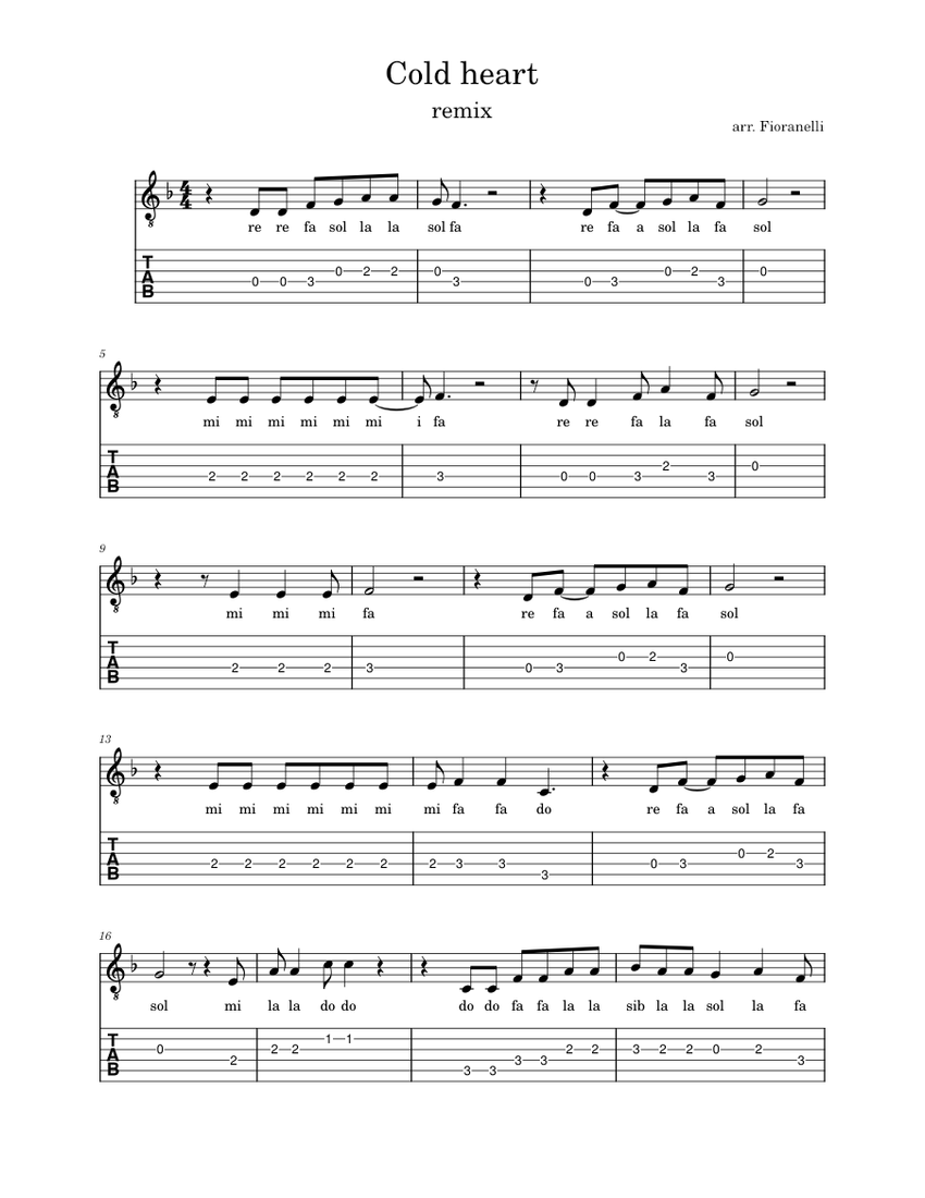 Cold heart – Dua Lipa Sheet Music and Tab for Guitar (Solo) | MuseScore.com