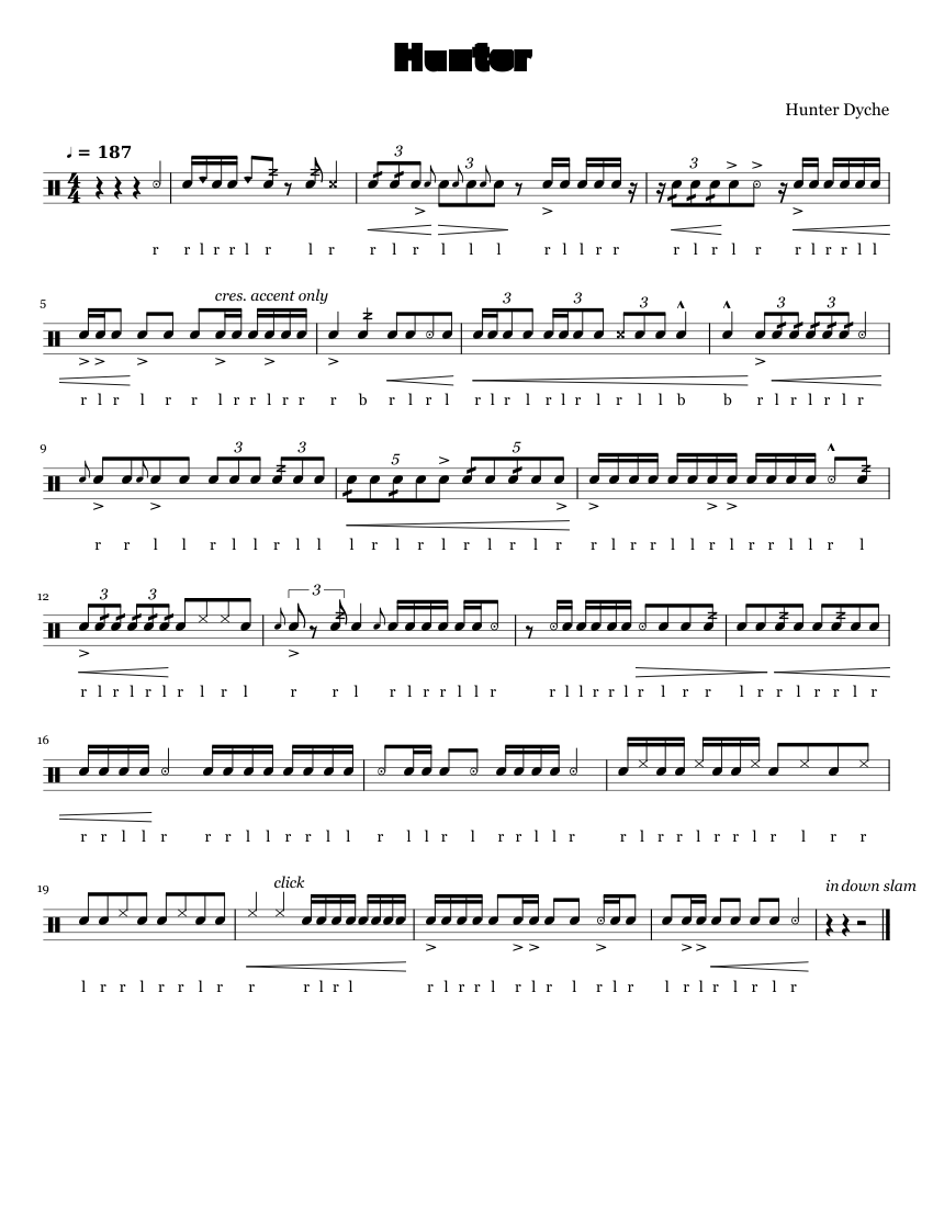 Hunter Sheet music for Snare drum (Solo) | Musescore.com