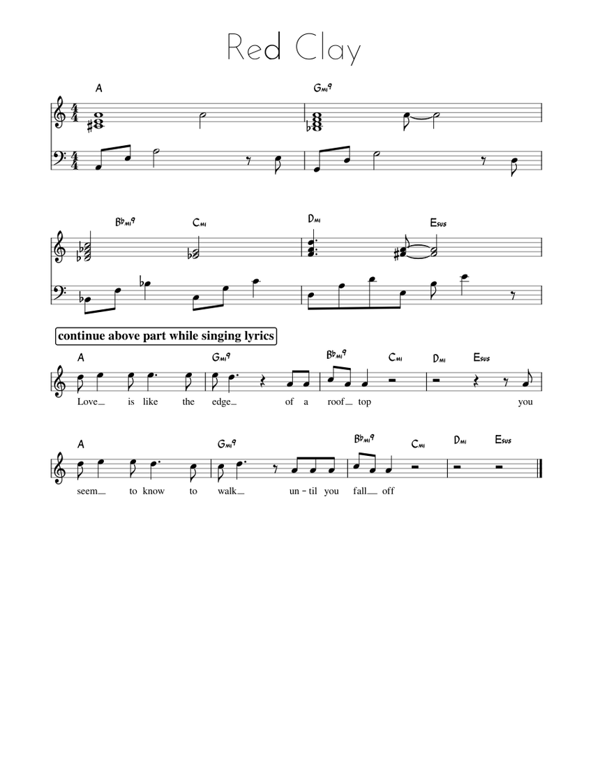 Red Clay Sheet music for Vocals (Solo) | Musescore.com