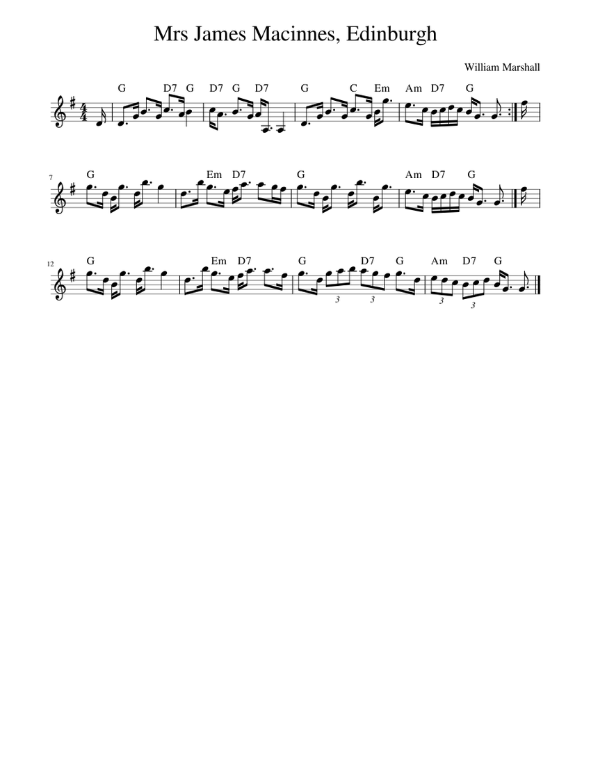 William Marshall - Mrs James Macinnes, Edinburgh Sheet music for Piano ...