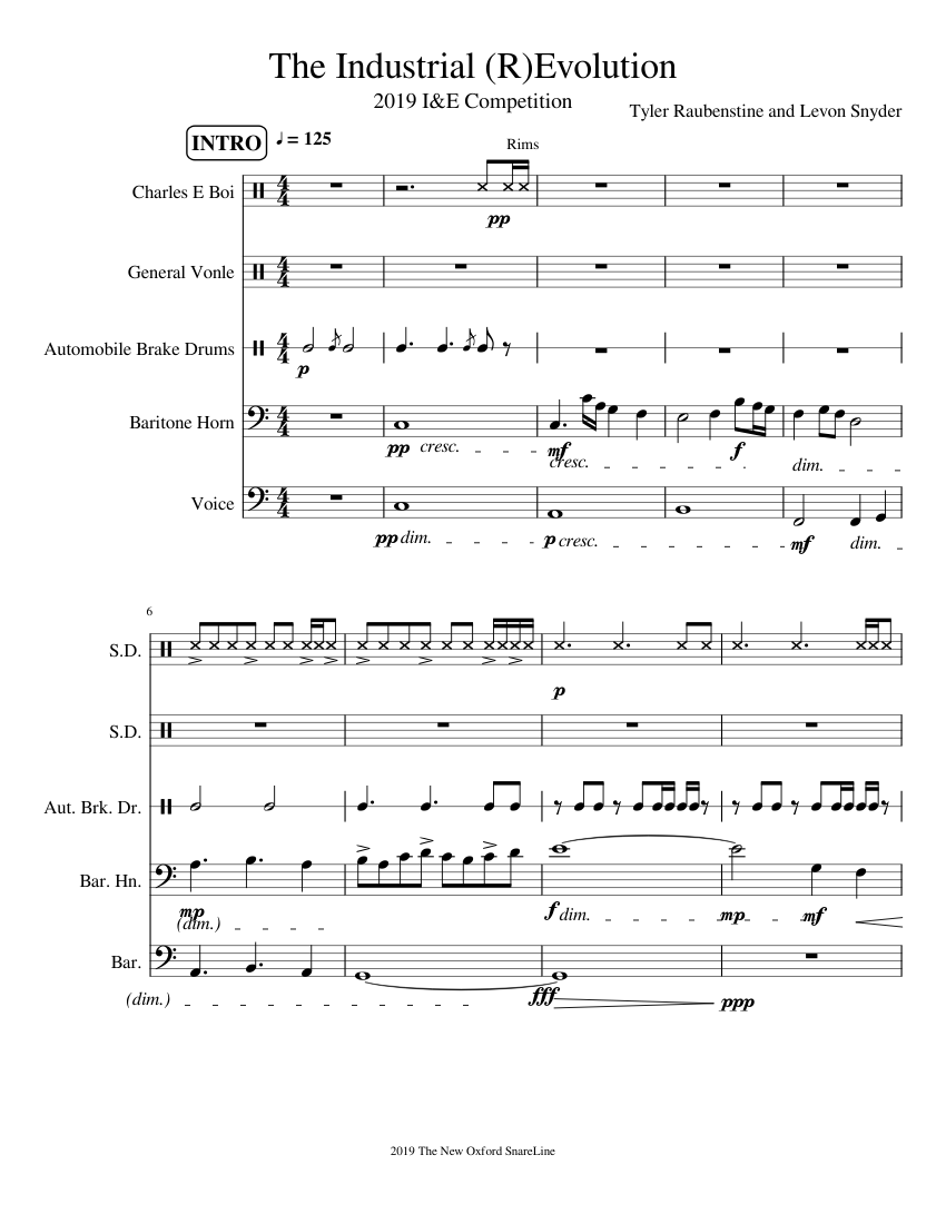 Industrial Revolution Sheet music for Baritone, Snare drum, Baritone ...