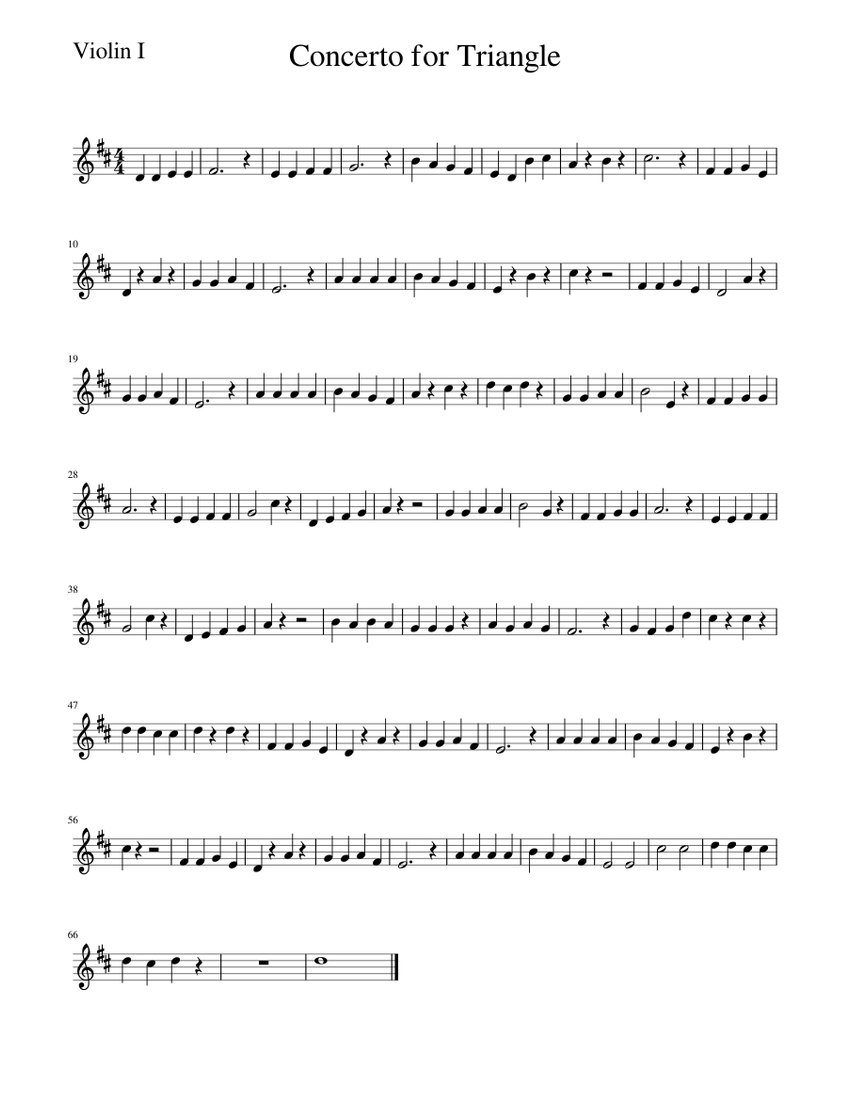 Concerto for Triangle Violin I Sheet Music for Violin (Solo ...