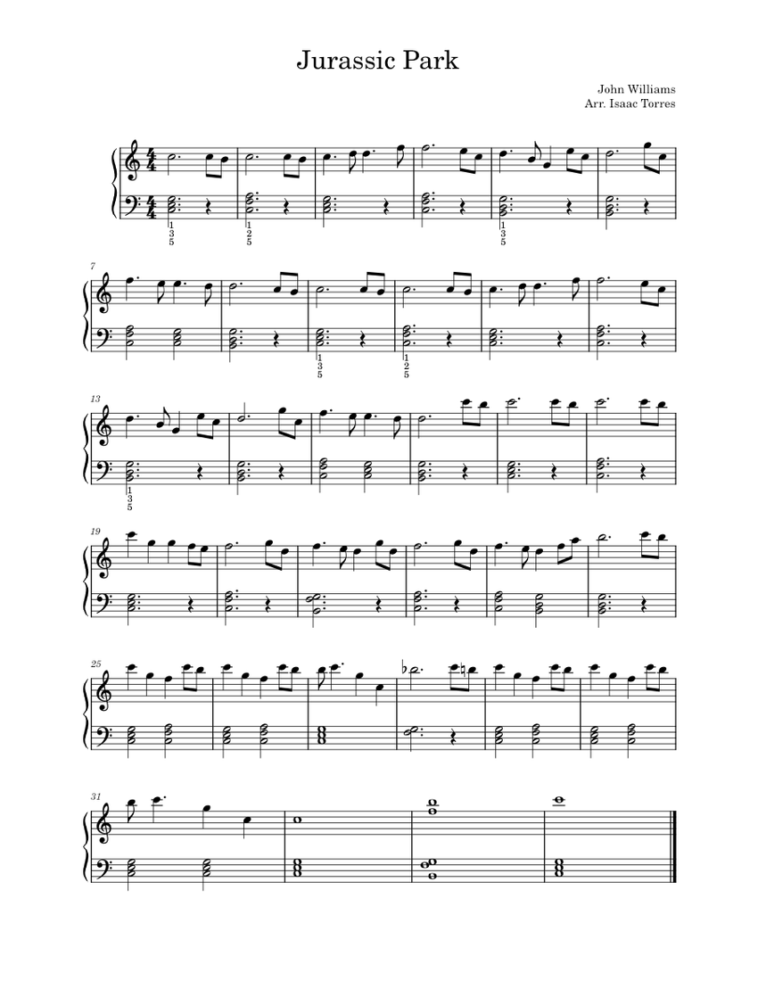 Jurassic Park – John Williams Sheet music for Piano (Solo) | Musescore.com