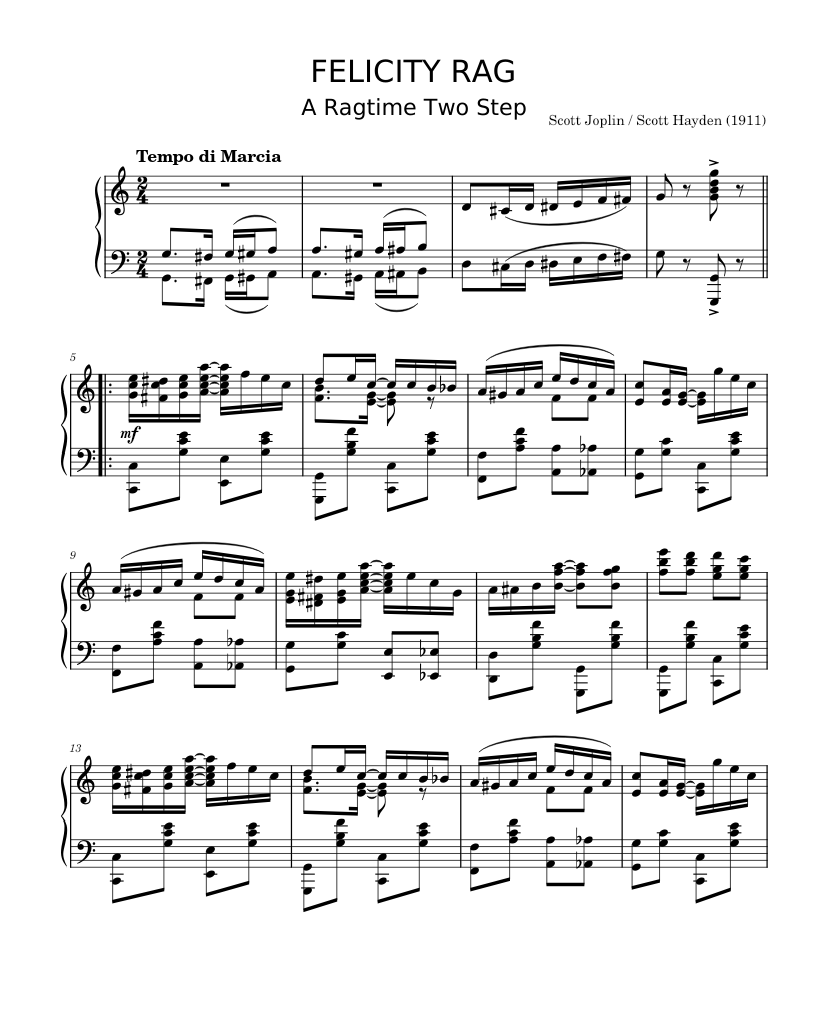 FELICITY RAG - piano tutorial