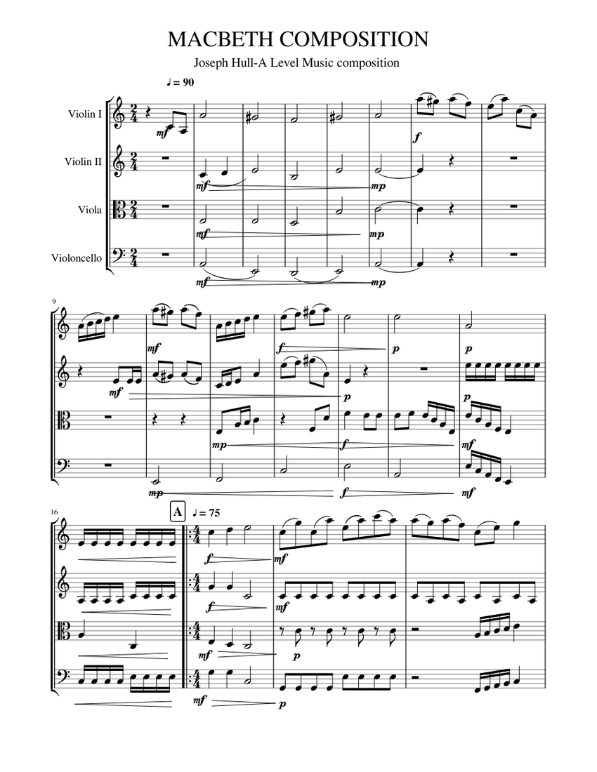 MACBETH COMPOSITION Joseph Hull-A Level Music composition Sheet music ...
