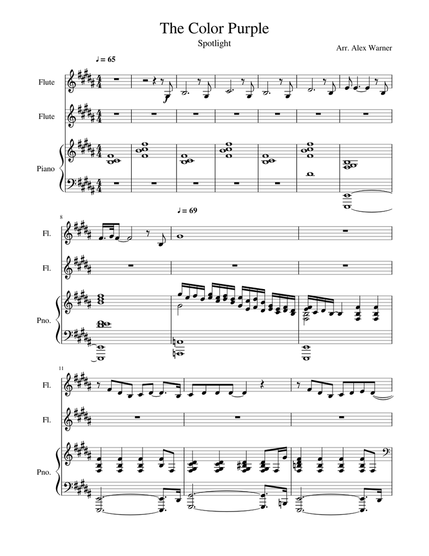 The Color Purple Sheet music for Piano, Flute (Mixed Duet) | Musescore.com