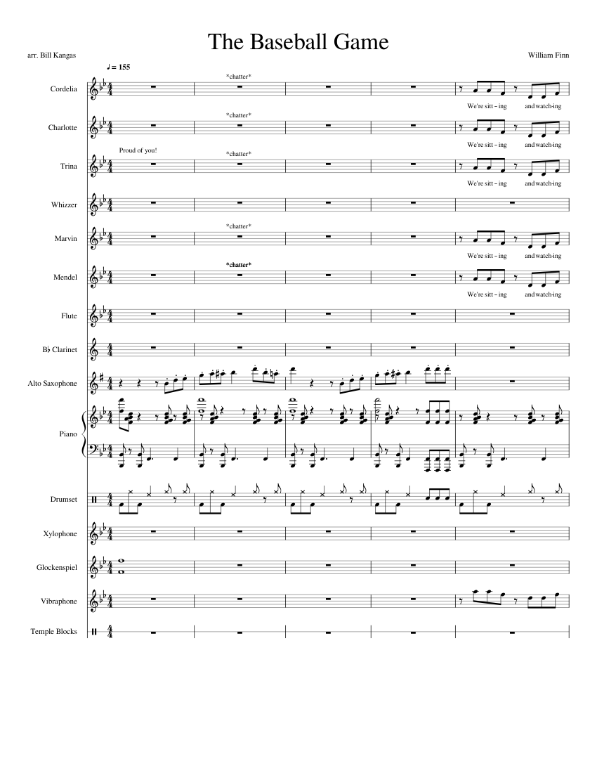 Falsettos (2016) - The Baseball Game Sheet Music for Piano, Tuba ...