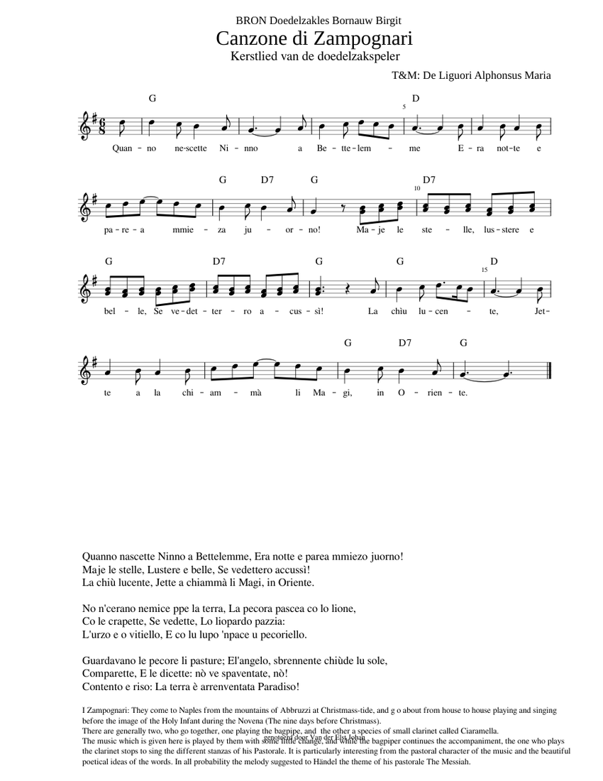 Canzone di Zampognari - piano tutorial