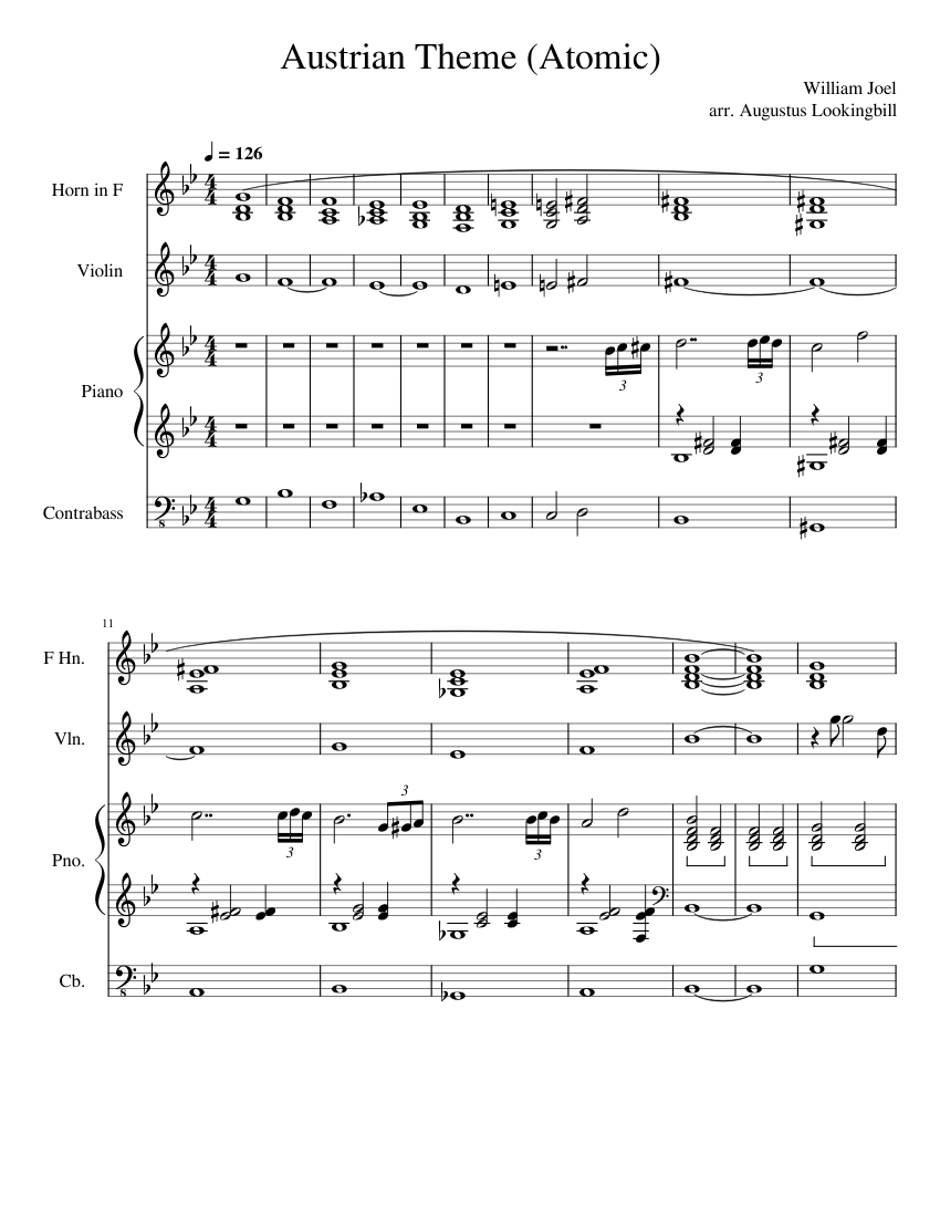 Austria Theme (Atomic) Sheet music for Piano, Accordion, French horn ...