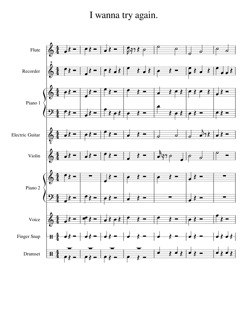 I wanna try again Sheet music for Piano, Vocals, Flute, Violin & more ...