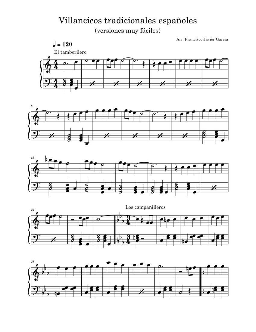 Villancicos populares españoles Sheet Music for Piano (Solo) Easy ...