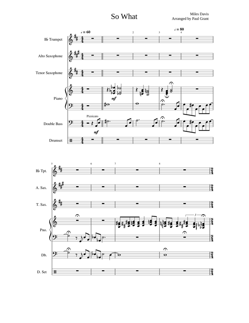 So What Sheet Music for Piano, Saxophone alto, Saxophone tenor, Trumpet ...