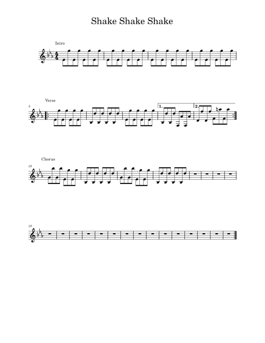 Shake_Shake_Shake Sheet Music for Piano (Solo) easy | MuseScore.com